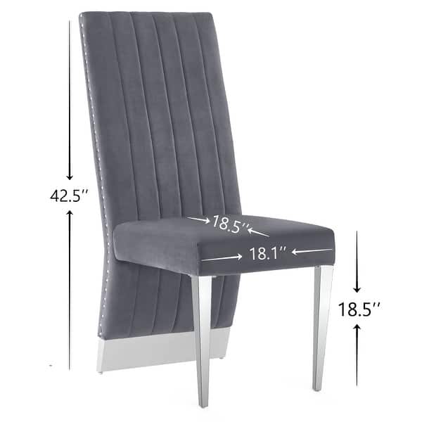Modern Channel High Back Dining Chairs with Nailhead Trims and Polished ...