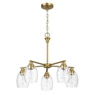 Elegance Five-Light Linear Chandelier with Golden Brass Finish and ...