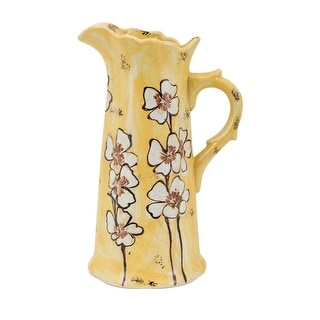 IMAX Home 60536 12" Tall Ceramic Decorative Wildflower Pitcher - Yellow ...