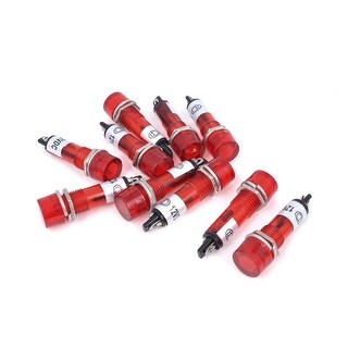 10Pcs AC DC 12V 9mm Thread Dia Red Bulb Power Signal Pilot Light Lamp ...