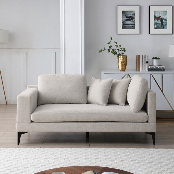 U Shaped Sectional Sofa Set w Chaise L Shaped Sectional Couch w Small Drawer Coffee Table Upholstered Loveseat w Pillows Beige 2 Seater