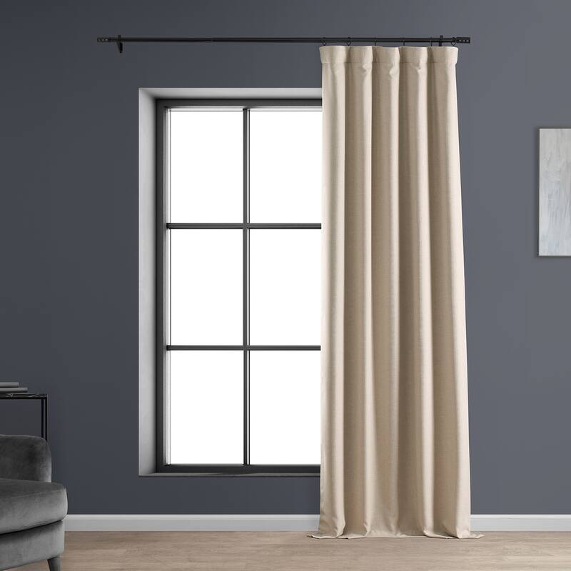 Exclusive Fabrics Faux Linen 100% Blackout Curtains Heat and Light ...
