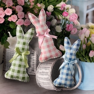 Resin Checked Easter Bunny With Bow 12" Set of 3 - Bed Bath & Beyond ...