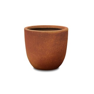 Kante 14 in. Dia. Round Large Iron Oxide Finish Concrete Planters ...