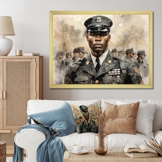 Designart "Soldiers Serving With Honor I" Army Framed Canvas Art Print ...