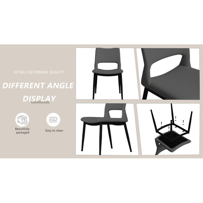 Modern PU Leather Dining Chairs Set Of 2, Comfortable Backrest Design ...
