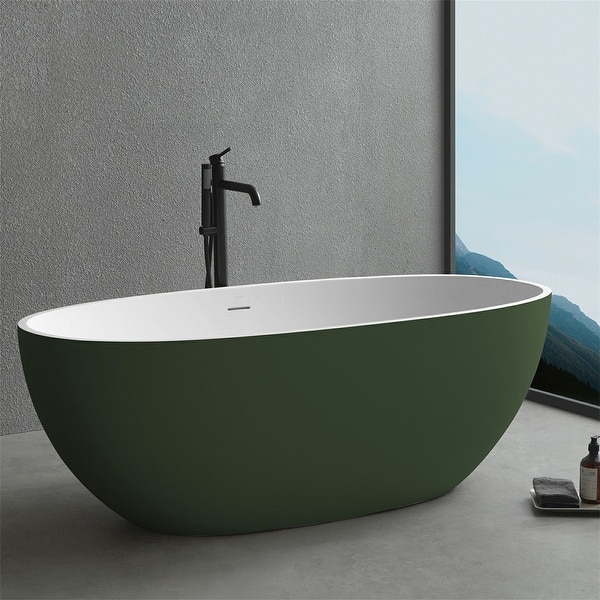 Freestanding Artificial Stone Solid Surface Bathtub - Bed Bath & Beyond ...