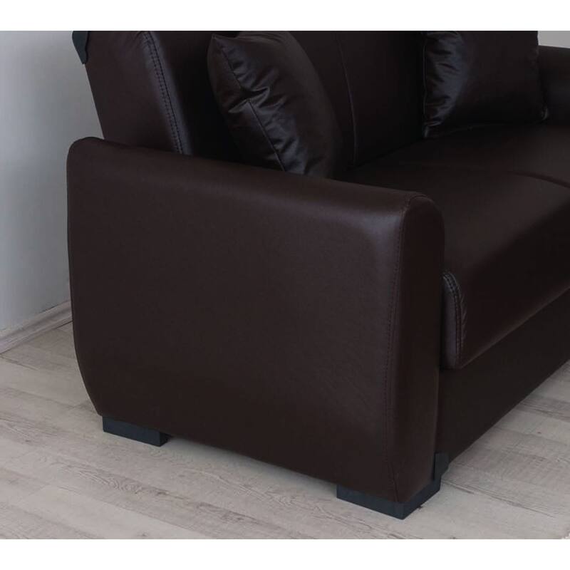 Colorado Brown Leather Convertible Arm Chair with Storage - Overstock ...