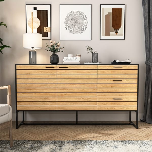 Modern Entryway Console Table with 3 Storage Drawers and 2 Cabinets ...