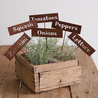 Curata Set of Six Rustic Metal Plant Markers - Gardening Name Tags - 6½ ...