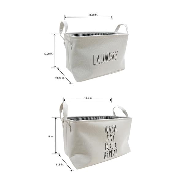 Rae Dunn Storage Set of 2 Organizing Baskets - LAUNDRY WASH DRY FOLD ...