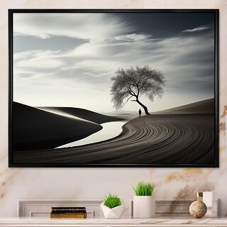 Designart "Balck And White Solitude Tree" Desert Framed Wall Art Prints ...