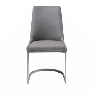 Leatherette Upholstered Chair, U Shape Base, Set of 2, Chrome, Gray ...