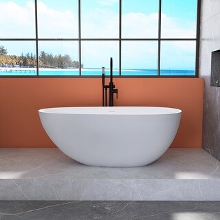 Tubcraft 59/67 in. Egg-Shaped Stone Resin Solid Surface Freestanding ...