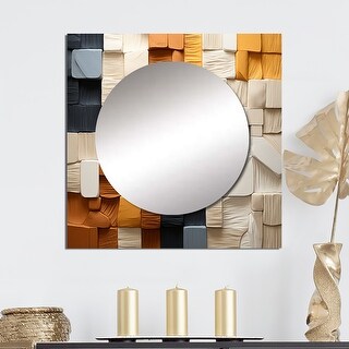 Designart "Cubic Yellow And Grey Fiber II" Cubism Wall Mirror ...