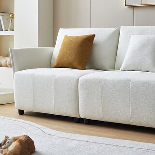 Teddy Fabric Beige Sectionals Sofa Bed Modern 3 Seat Curved Tofu Block ...