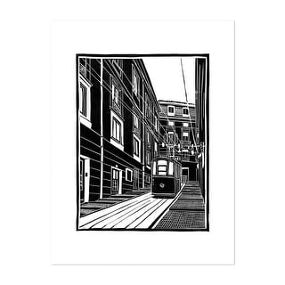 Lisbon Ascensor Da Bica Linocut Architecture Car Art Print/Poster - Bed ...