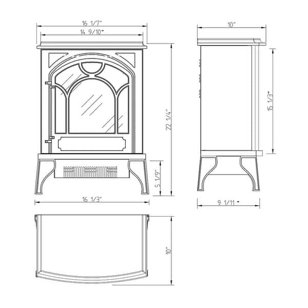 Aries Electric Fireplace Free Standing Portable Space Heater Stove - 16 ...
