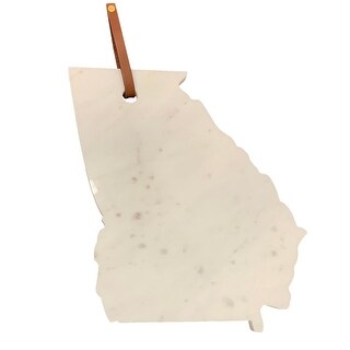 Lg Polished Marble "Georgia" Cutting Board w/Leather belt - A - White ...