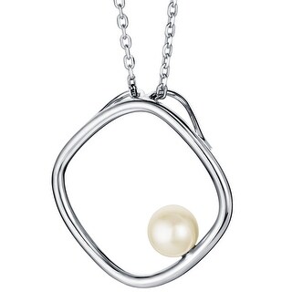 Oravo Freshwater Pearl Square Pendant in Sterling Silver, Adjustable ...