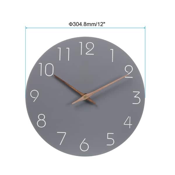 12 Inch Wall Clock, Silent Round Clocks Modern Style Wooden Clock ...