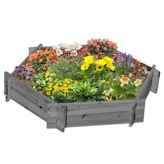 Outsunny Wooden Raised Garden Bed, Hexagon Screwless Planters - Bed ...