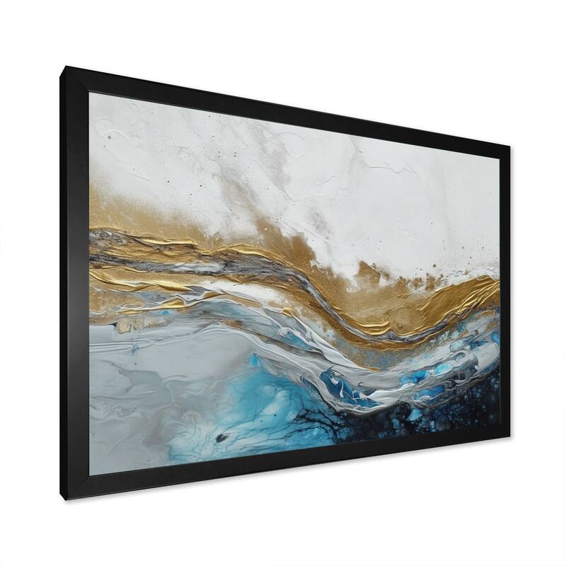 Designart "Grey Gold Modern Abstract Contemporary Iv" Abstract Marble ...
