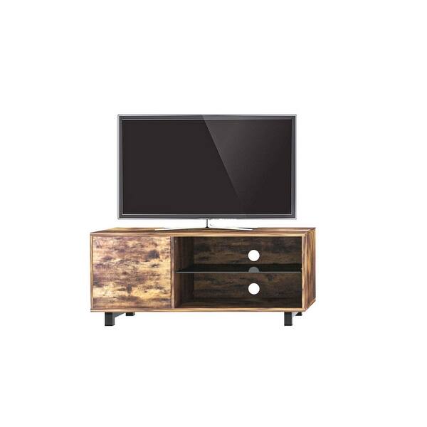 Rustic Brown TV Console with push-to-open Storage Cabinet for TV up to ...
