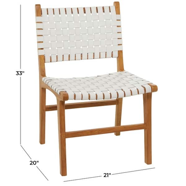 Handmade Teak Woven Leather Dining Chair (Set of 2) - N/A - Bed Bath ...