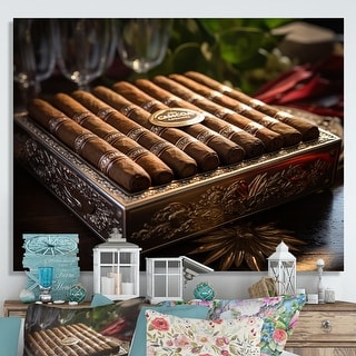 Designart "Cuban Cigars Brown II" Fashion Wall Art Living Room - Bed ...