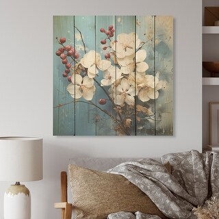 Designart "Orchids And Berry Minimalism Harmony Blooms" Orchids Wood ...
