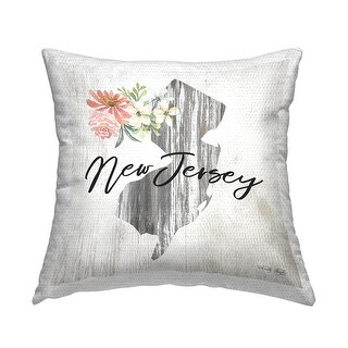 Stupell Floral New Jersey State Printed Outdoor Throw Pillow Design by ...