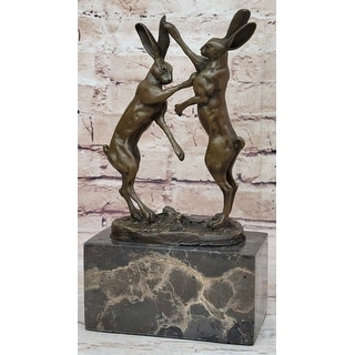 Boxing Hares Imitative Rabbits Bunnies Hot Cast Bronze Figurine ...