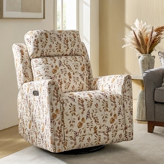 Amin Modern Swivel Rocker Power Recliner with Independently Adjustable ...