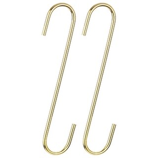 S Hanging Hooks, 8inch(200mm) Extra Long Steel Hanger, Gold Tone, 2Pcs ...
