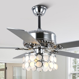 CurveCurio 52" Large Chrome Seashell Shade Ceiling Fan w 3 Light, Quiet ...