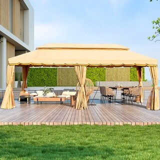 EROMMY 12x12 Double Roof Canopy Gazebo for Patios – Soft Top Design ...