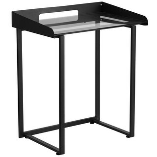 Forsan Computer Desk w/Clear Tempered Glass and Black Frame - Bed Bath ...