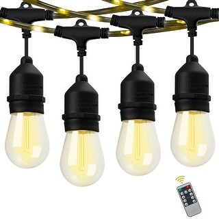12 Bulbs 24ft Outdoor Black String Lights Glow on Wire - Connect up to ...
