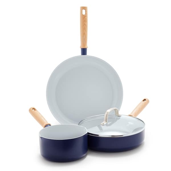 Mid Century Modern Ceramic Cookware Set Navy Blue - Bed Bath & Beyond ...