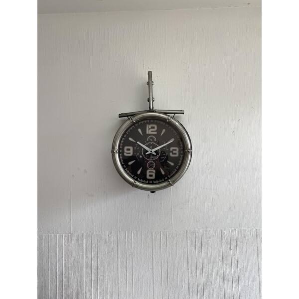 Metal Medium Silver Vintage Fighter Jet Wall Clock with black clock ...