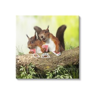 Stupell Silly Squirrels Playing Card Games Tree Branch Canvas Wall Art ...
