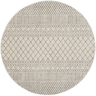 8' Round Ivory and Gray Geometric Area Rug - 3'6" - Bed Bath & Beyond ...