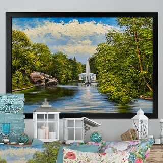 Designart "Landscape River Forest" Traditional Framed Wall Decor - Bed ...