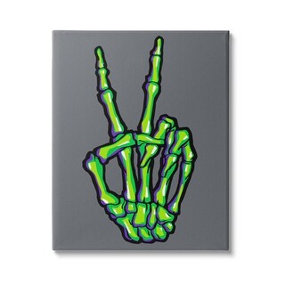 Stupell Green Skeleton Peace Hand Canvas Wall Art Design by Ziwei Li ...