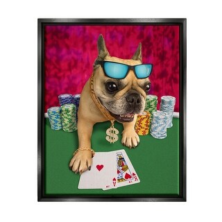 Stupell Cool French Bulldog Gambling Casino Poker Chips Floater Frame ...