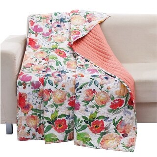 50 x 60 Inch Microfiber Quilted Throw Blanket, Floral Print, Multicolor ...