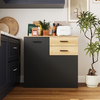 Modern Buffet Storage Cabinet with Dual - tone Design: Ample Storage ...