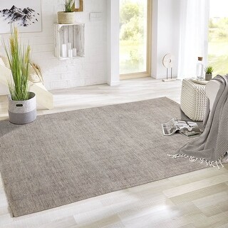 LoomBloom Taupe Modern Ribbed 100% Wool Oriental Area Rug - 5' 3'' x 7 ...