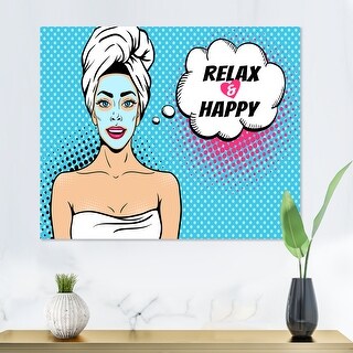Designart "Happy And Relax Pop Art" Traditional Canvas Wall Art Print ...